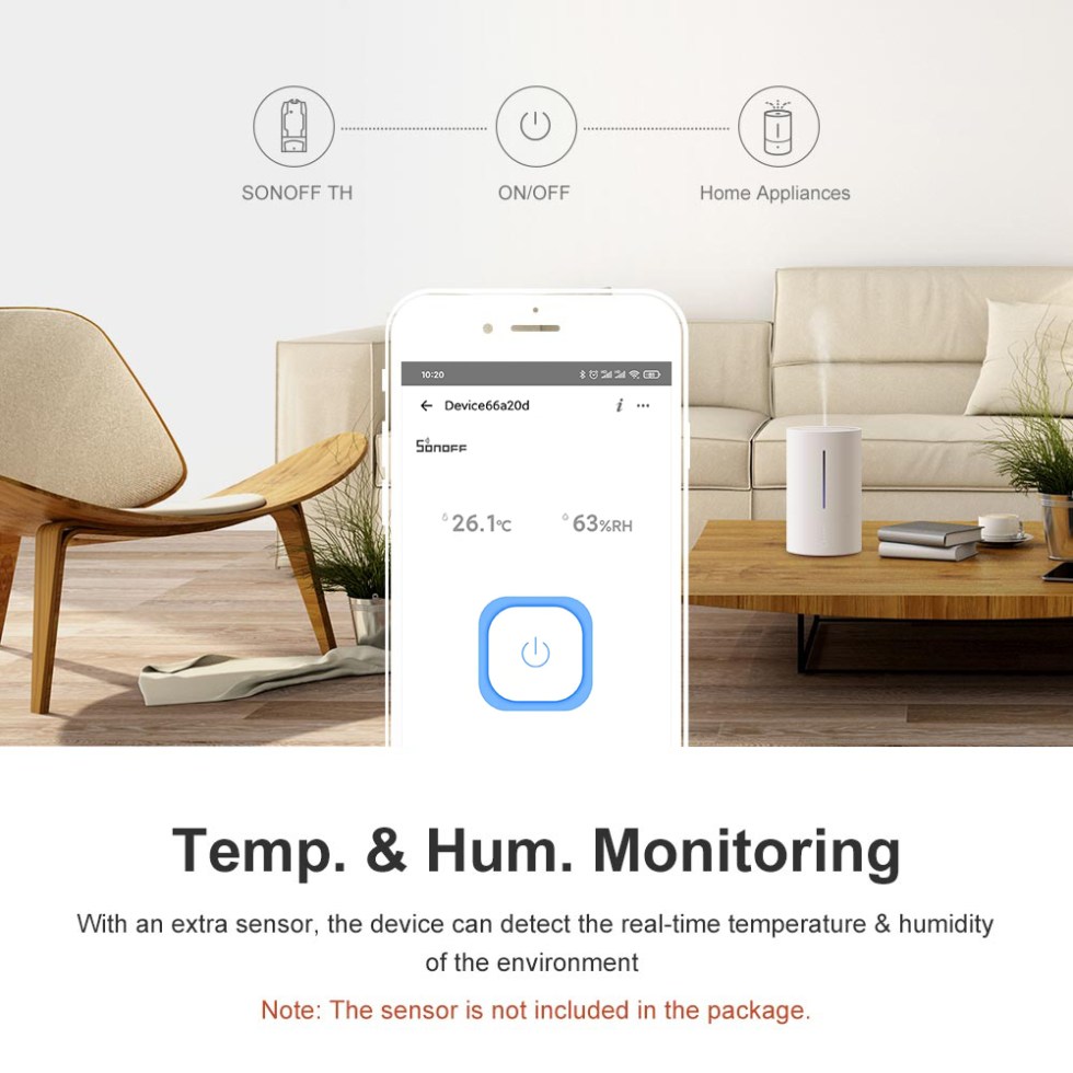 SONOFF TH10/TH16: Temperature and Humidity Monitoring Remote Switch